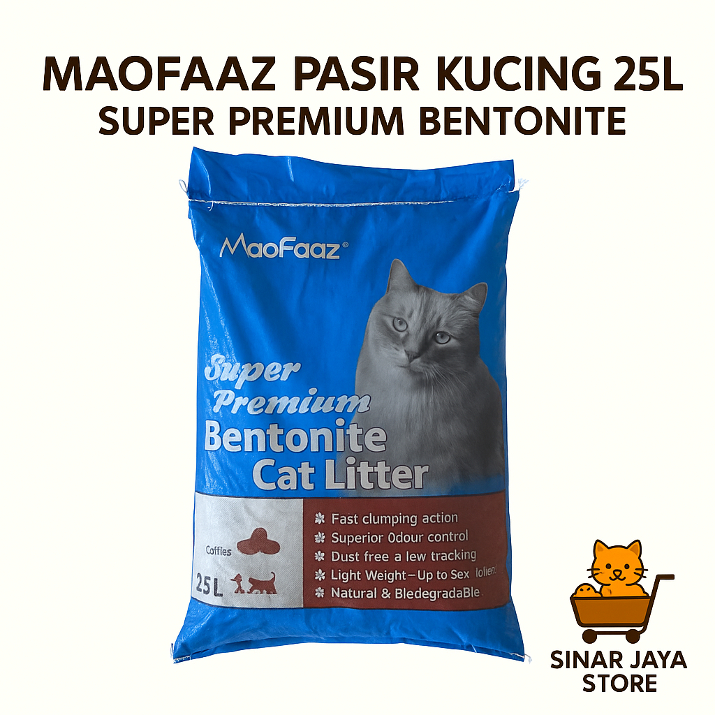 Jual MAOFAAZ Pasir Kucing 25L Super Premium Bentonite Cat Litter | Shopee Indonesia