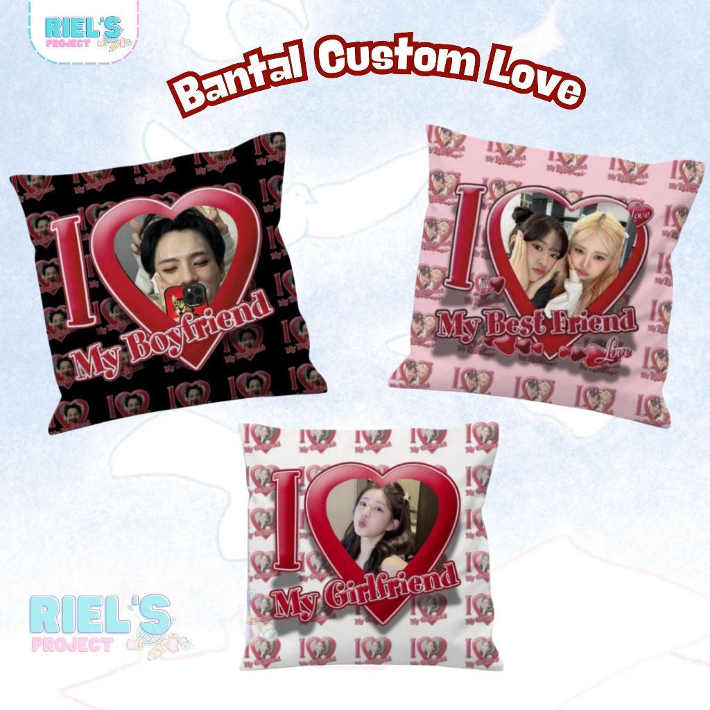 Jual Bantal foto custom 1sisi bantal love face pattern. Kado ulang ...
