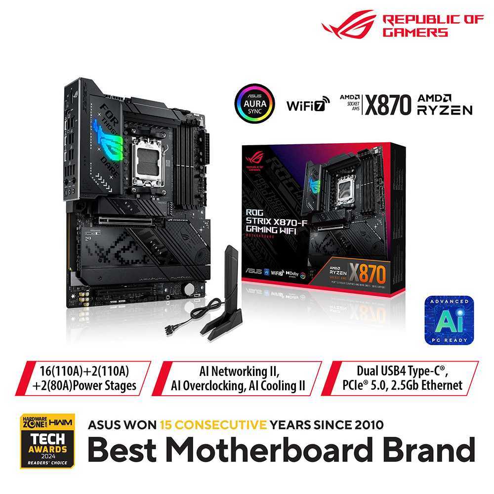 Jual ASUS ROG STRIX X870-F GAMING WIFI AMD Ryzen AM5 X870 ATX ...