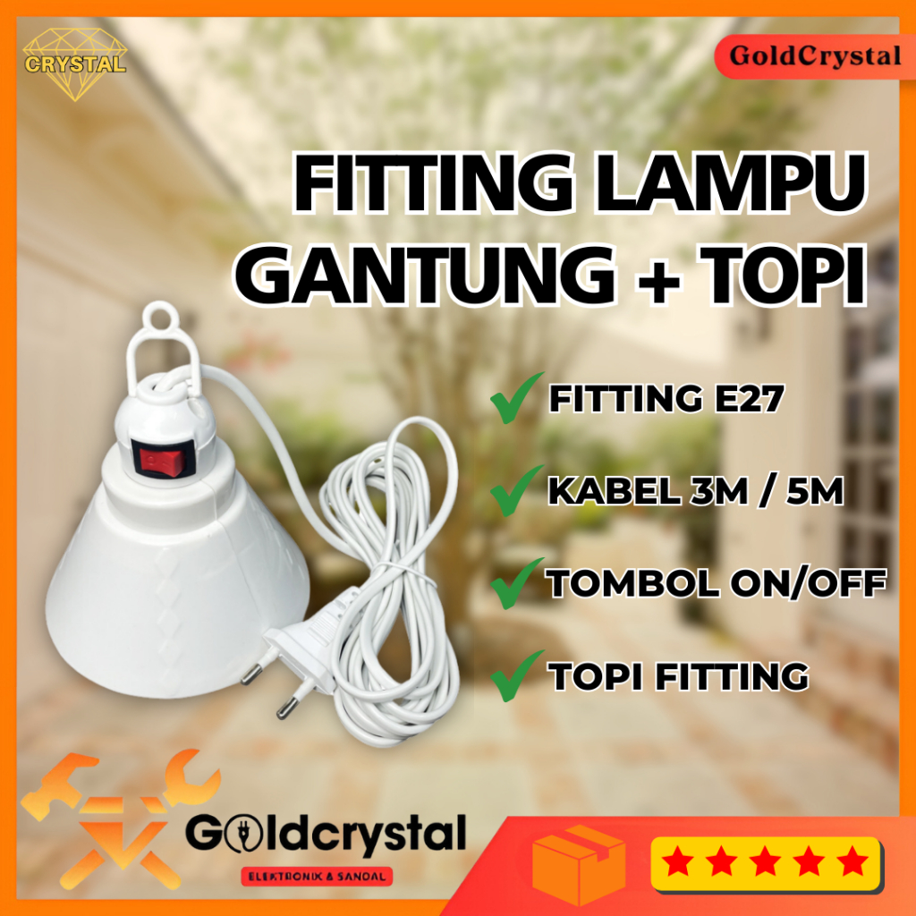 Jual Fitting Gantung Lampu E27 Kabel 5 Meter + Rumah & Saklar On Off ...