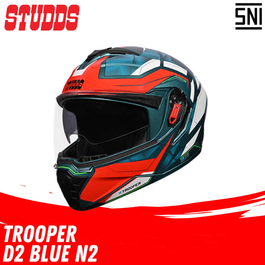 Jual Studds Trooper D2 Blue N2 Modular Helm SNI | Shopee Indonesia
