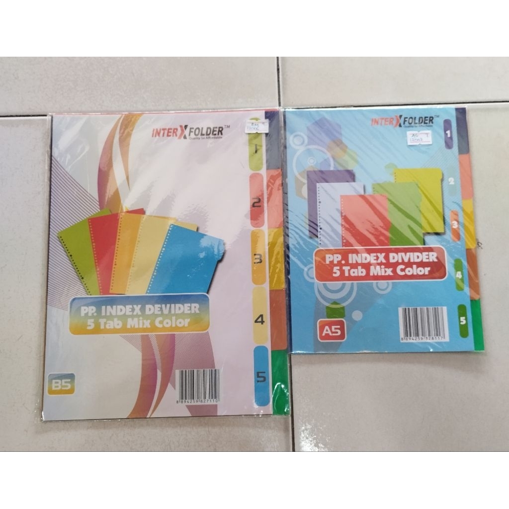 Jual Pembatas Binder Size A5 -- B5 Mix Colors 5Tab Brand INTER X FOLDER ...