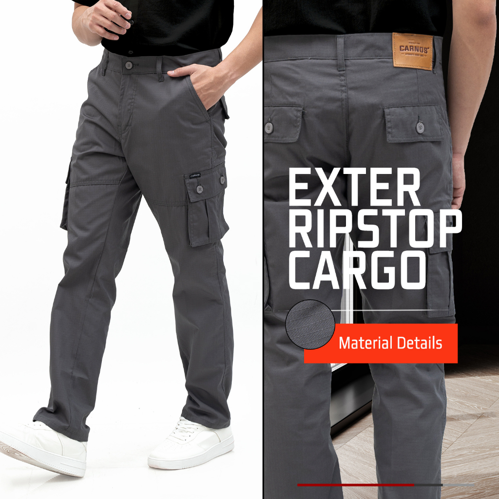 Jual Carnos Exter Celana Cargo Panjang Pria Reguler Ripstop Abu ...