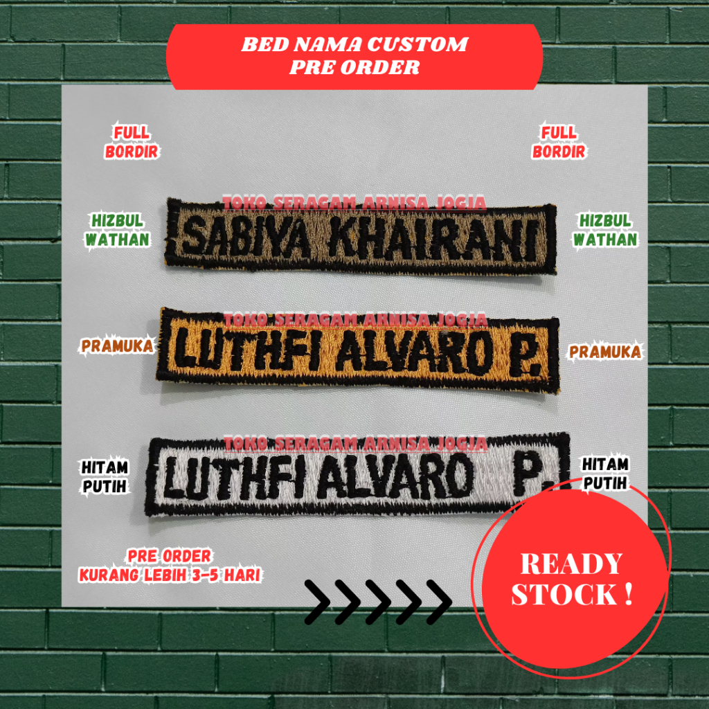 Jual [MURAH] Bed Nama Custom | Hitam Putih | Hizbul Wathan | Pramuka ...