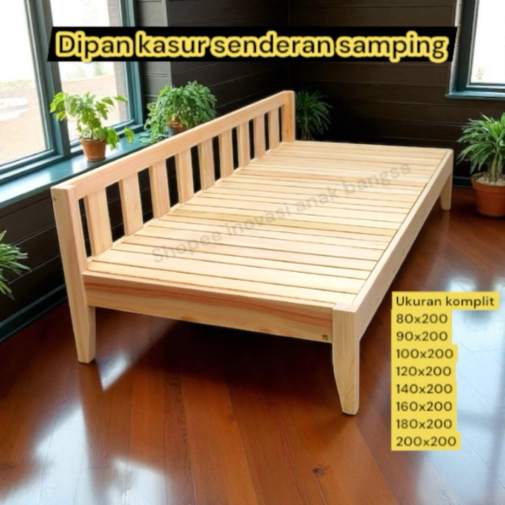 Jual Dipan Kasur Minimalis dengan Senderan Samping - Finishing Natural ...