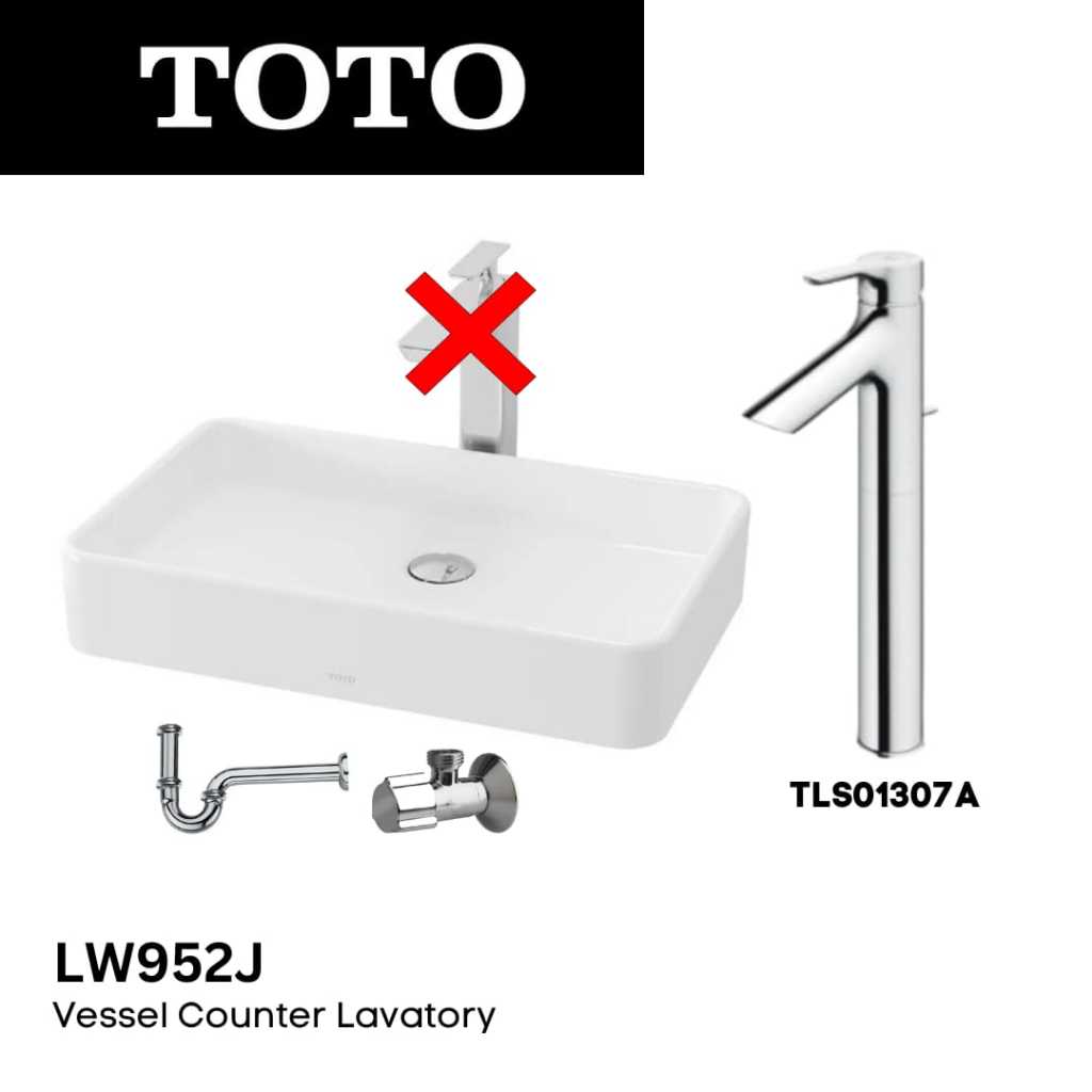 Jual TOTO Meja Wastafel LW952J Set Lengkap Kran Mixer TLS01307A ...