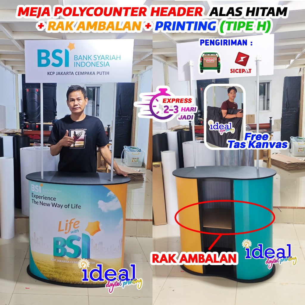 Jual Polycounter header RAK Ambalan TIPE H alas hitam / Poly counter ...