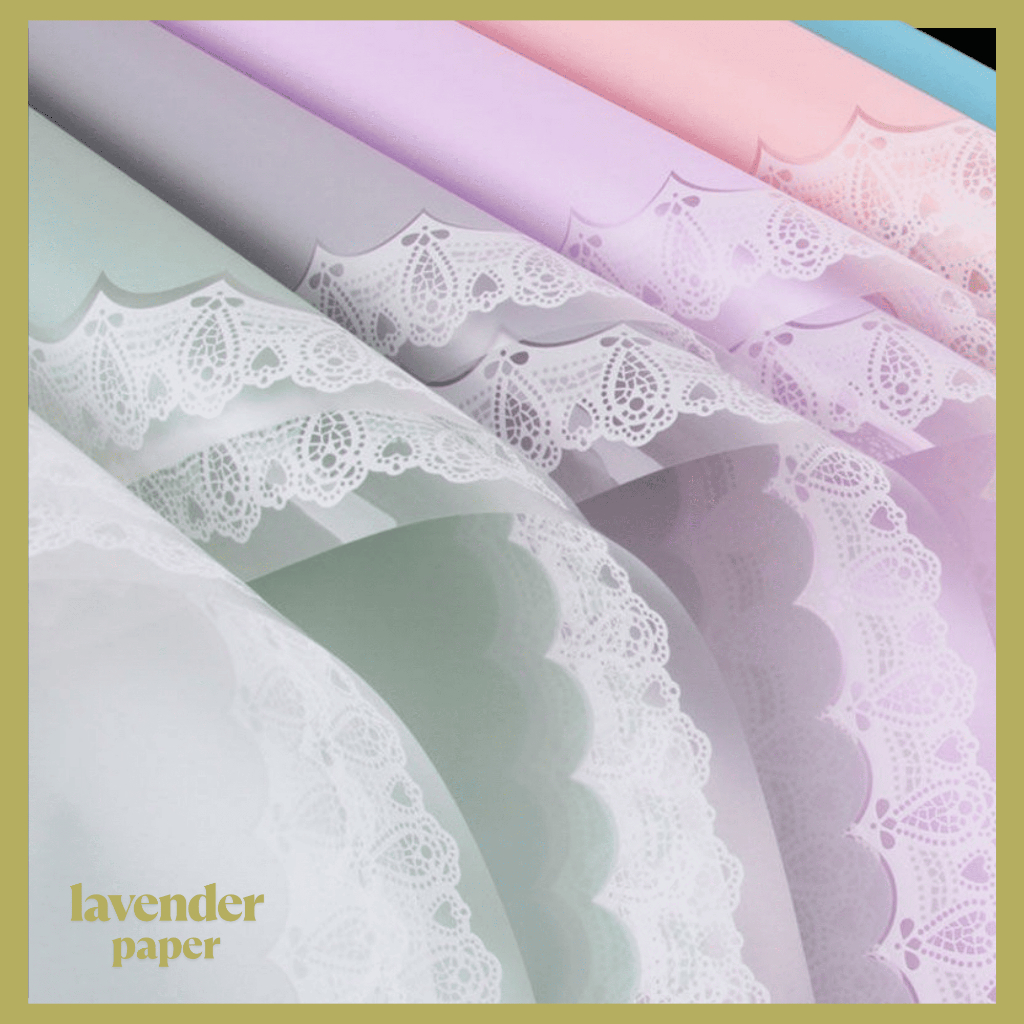 Jual Isi 20 LEMBAR Flower Wrapping Paper Motif Renda Lace Border ...