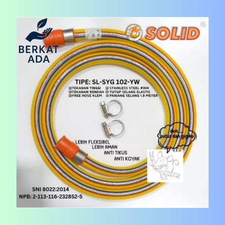Jual BA Selang Gas Kuning Solid SYG 102-YW 1,8 Meter Tekanan Rendah ...