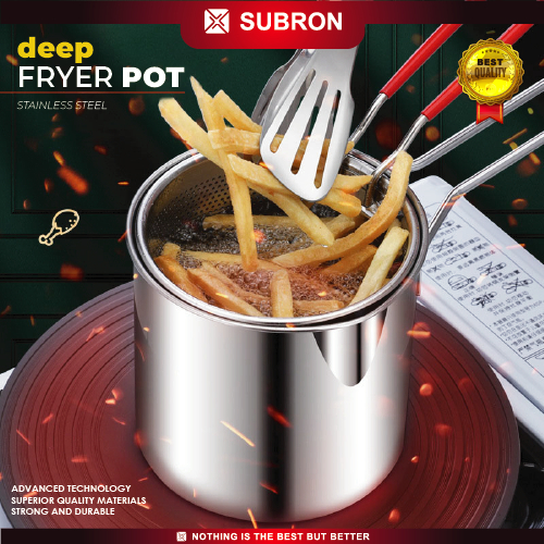 Jual SUBRON Deep Frying Pot Mini 1200ML Stainless Saringan Penggorengan ...