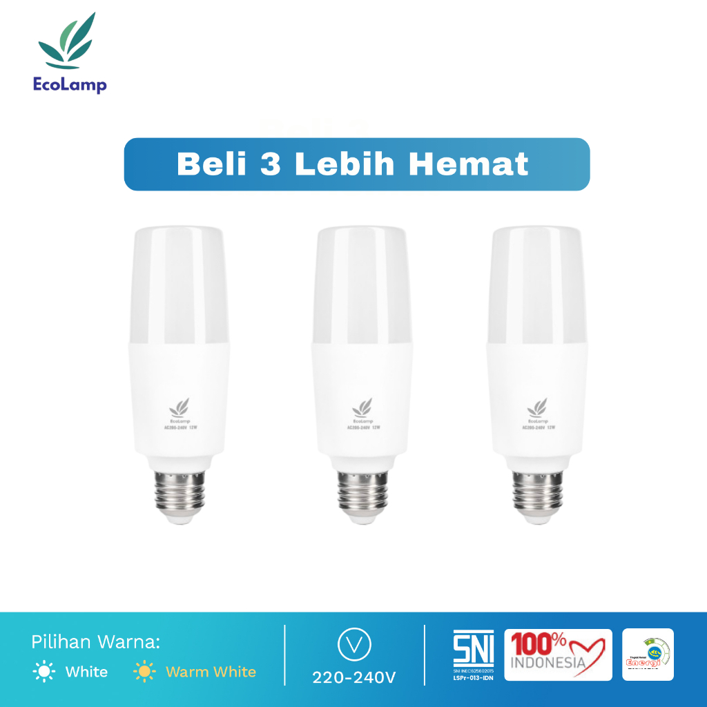 Jual ECOLAMP [3 PCS] Lampu LED EcoLamp Standard – Hemat Energi Listrik ...