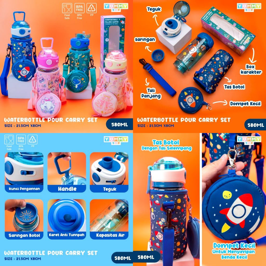 Jual Botol Minum Teguk Anti Tumpah Saringan Botol + Tas Botol Bertali ...