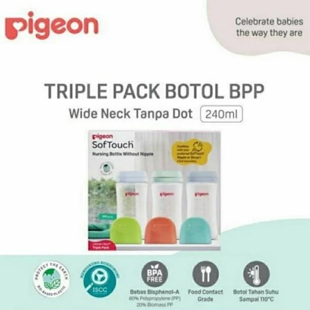 Jual PMS41 PIGEON BREASTMILK STORAGE BOTTLES PP WIDE NECK 160 ML ISI 3/ SOFTOUCH NURSING BOTTLE ...
