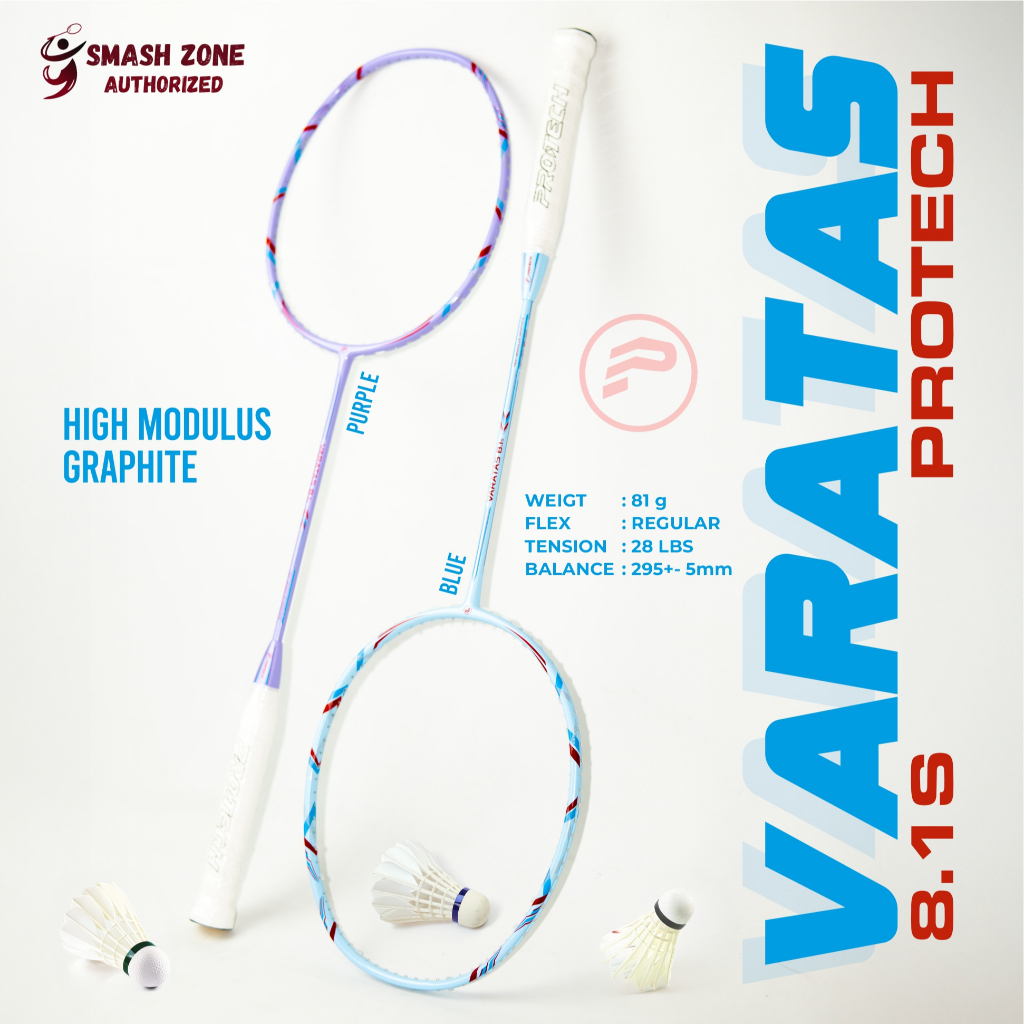Jual Raket Badminton Protech Varatas 81s Original 4U 30 Lbs Racket ...
