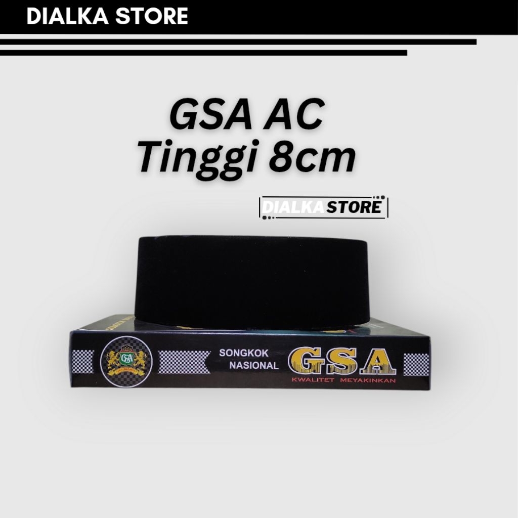 Jual Songkok GSA AC TINGGI 8 CM ( Songkok Hitam Nasional GSA AC Normal ...