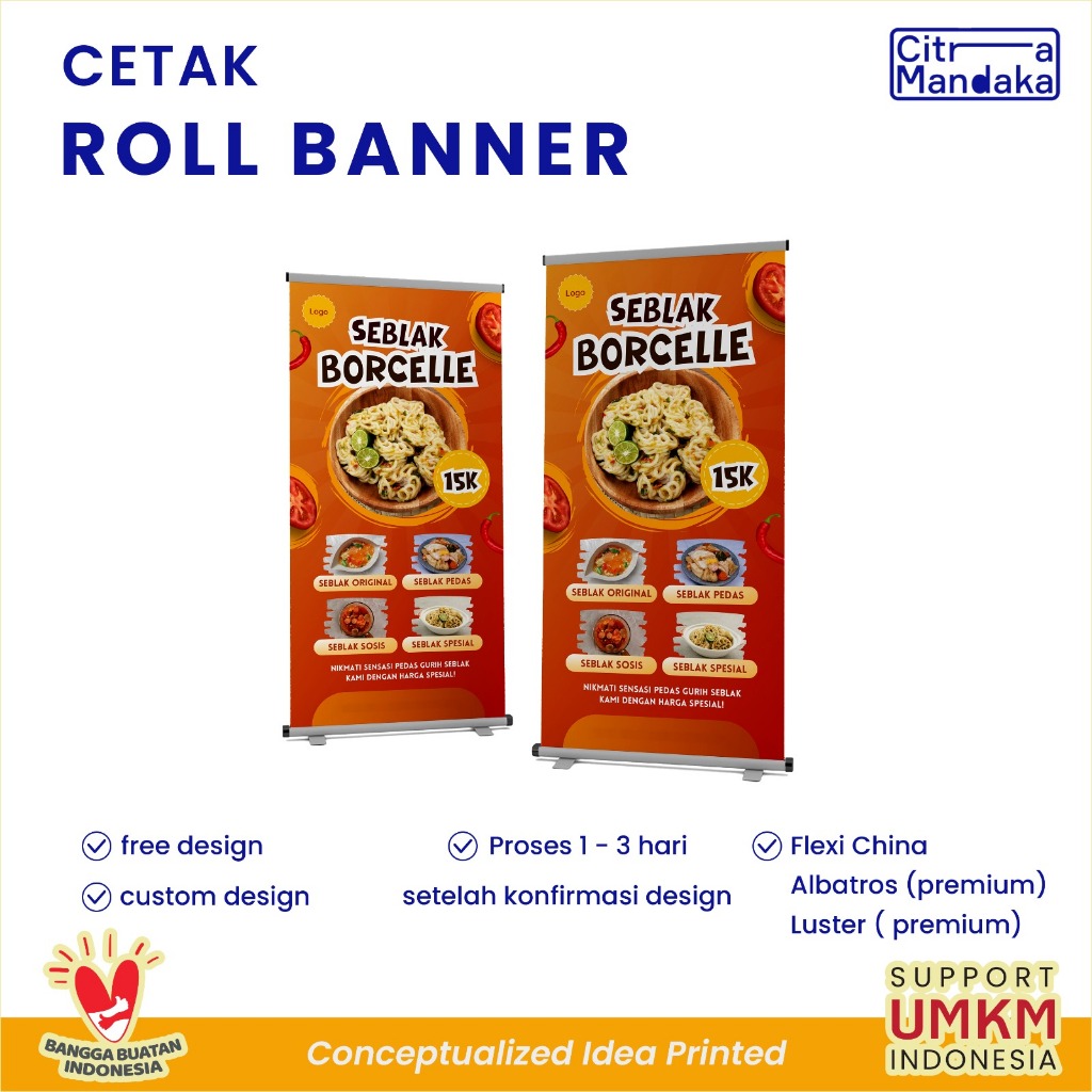 Jual Standing Roll Up Banner 60 x 160 cm | Cetak Banner Jualan Berdiri 80 x 200 cm Custom Wisuda ...