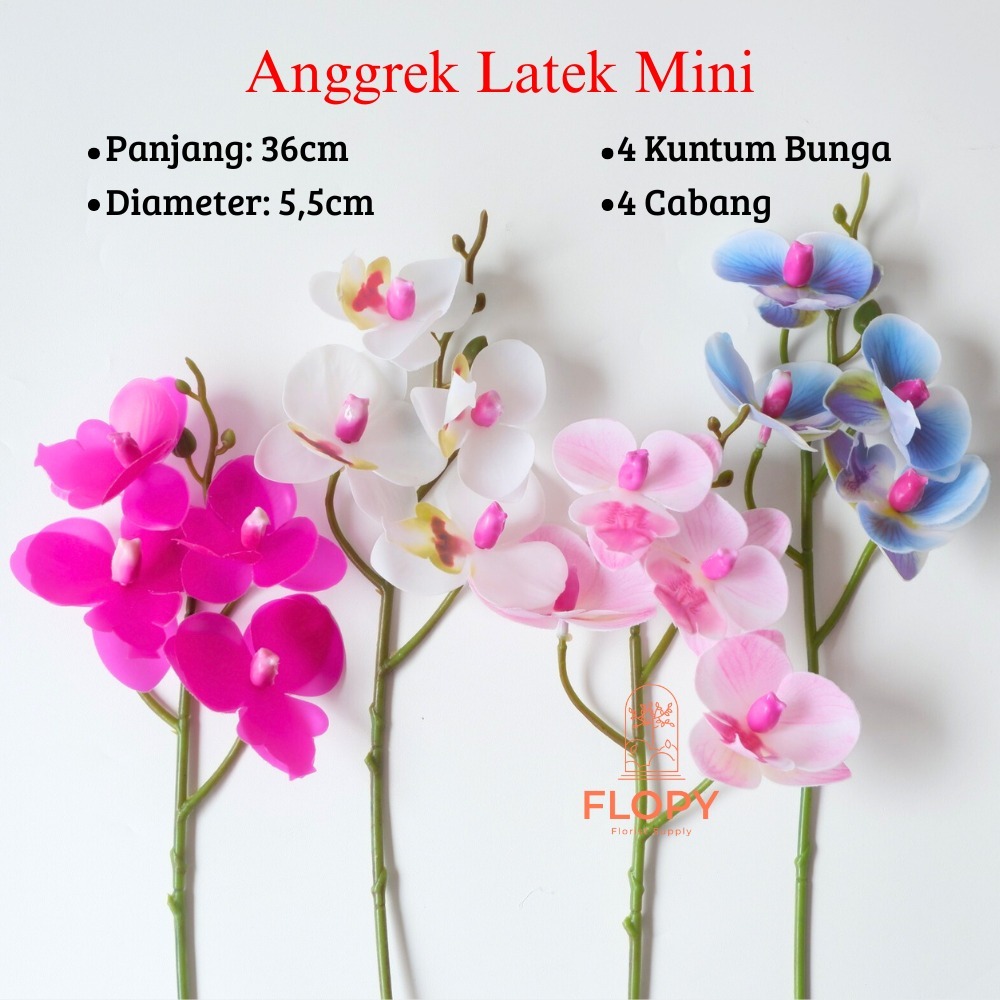 Jual TOKOMAWARKUNING [ 4 Tangkai ] Artifisial Bunga Anggrek Latex Mini ...