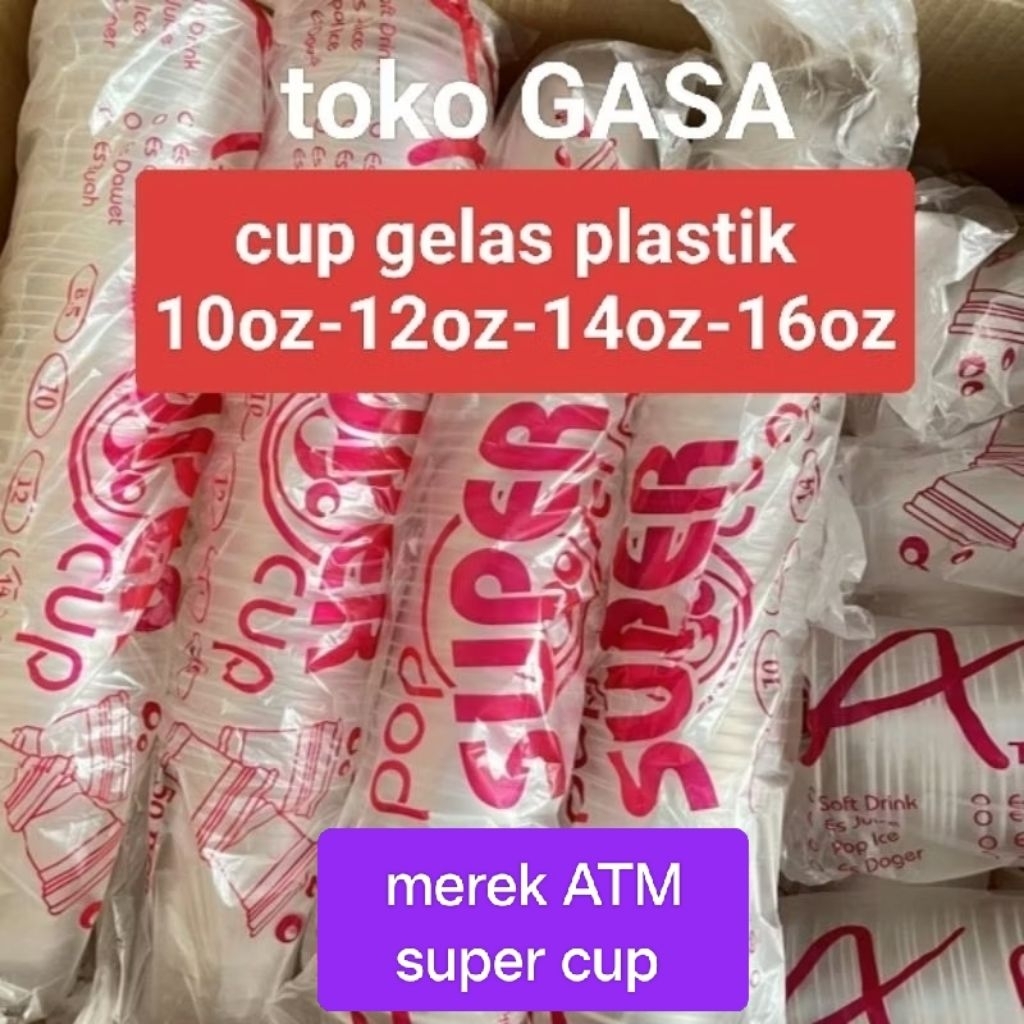Jual cup gelas minum plastik merek ATM,Super CUP 50pcs / gelas plastik ...