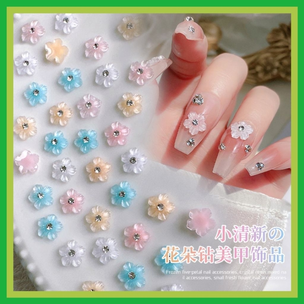Jual acc bunga es aksesoris bunga salju nail art kuku palsu (tanpa ...