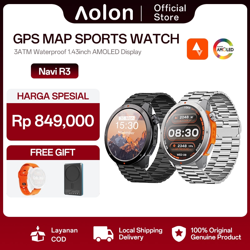 Jual Aolon Navi R3 GPS Smartwatch Amoled Screen 3ATM Waterproof ...