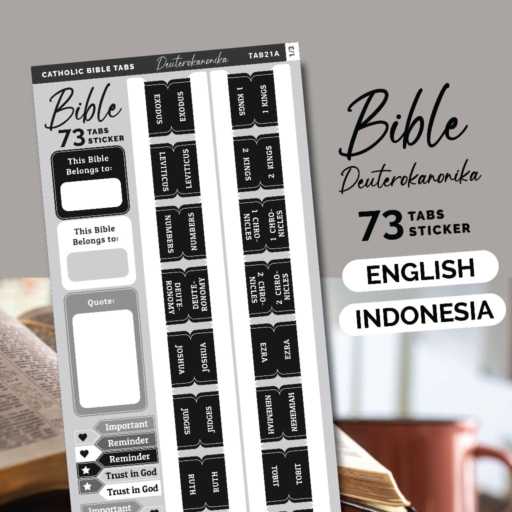 Jual Stiker Pembatas Buku Alkitab Katolik Deuterokanonika Warna ...