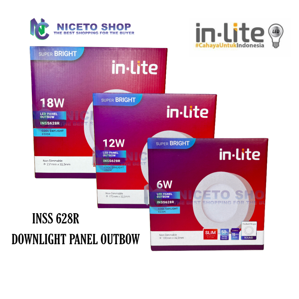 Jual InLite Lampu Downlight LED Panel Bulat Outbow OB 6W 12W 18W ...