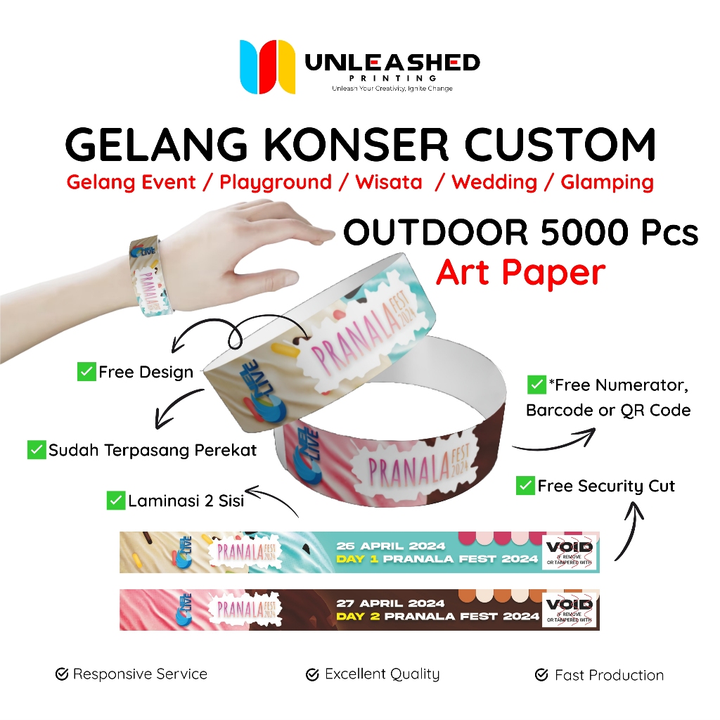 Jual 5000 Pcs Outdoor Gelang Konser Custom | Gelang Event / Playground ...