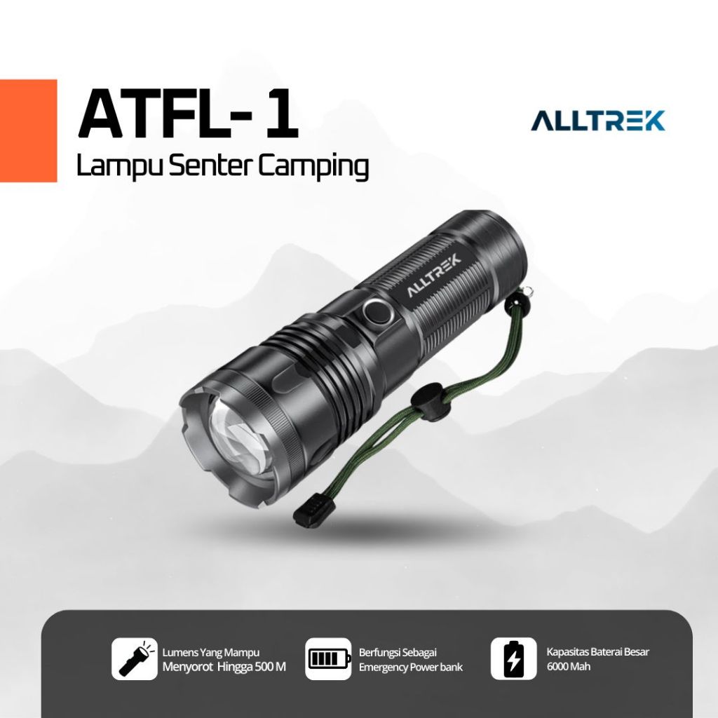 Jual ALLTREK Lampu Senter/Flashlight Camping Hiking ATFL-1 Super Bright ...