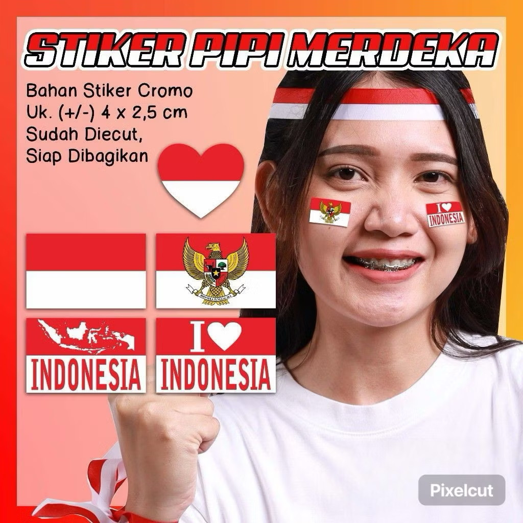 Jual HM - [1LEMBAR = 25 PCS] STIKER PIPI BENDERA MERAH PUTIH / STICKER ...