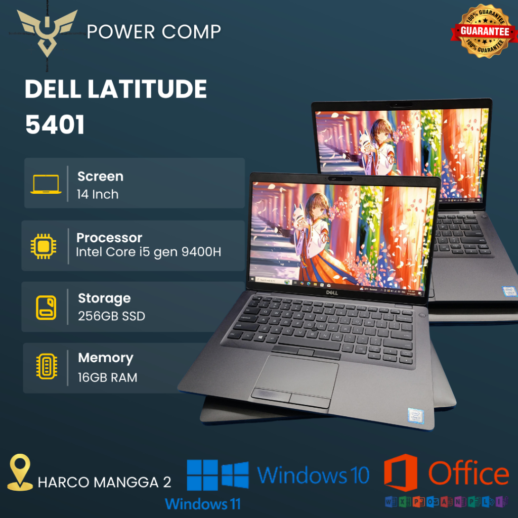 Jual Laptop Dell latitude 5401 Intel core i5 gen 9400H Ram 16GB SSD ...