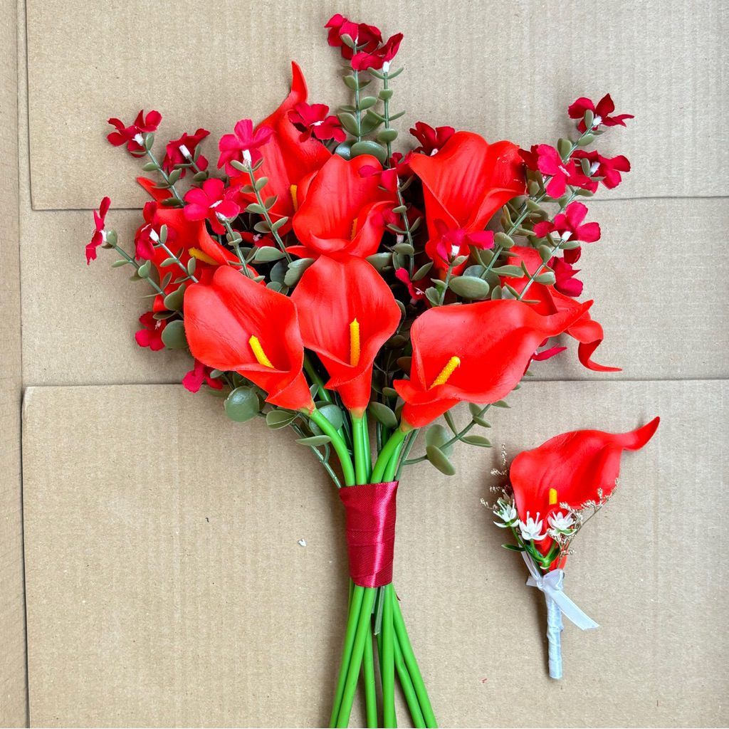 Jual READY Calla Lily maroon Bridal Bouquet/wedding bouquet maroon ...