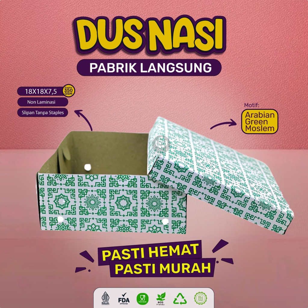 Jual Dus Nasi 18x18 Duplek Tebal 350 GSM Box Catering Putih Kotak Makan ...