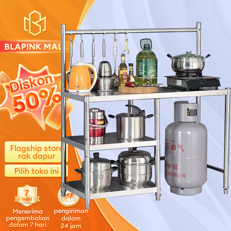 Jual Rak Meja kompor 2 tungku Rak Oven Microwave Meja Kompor Stainless ...