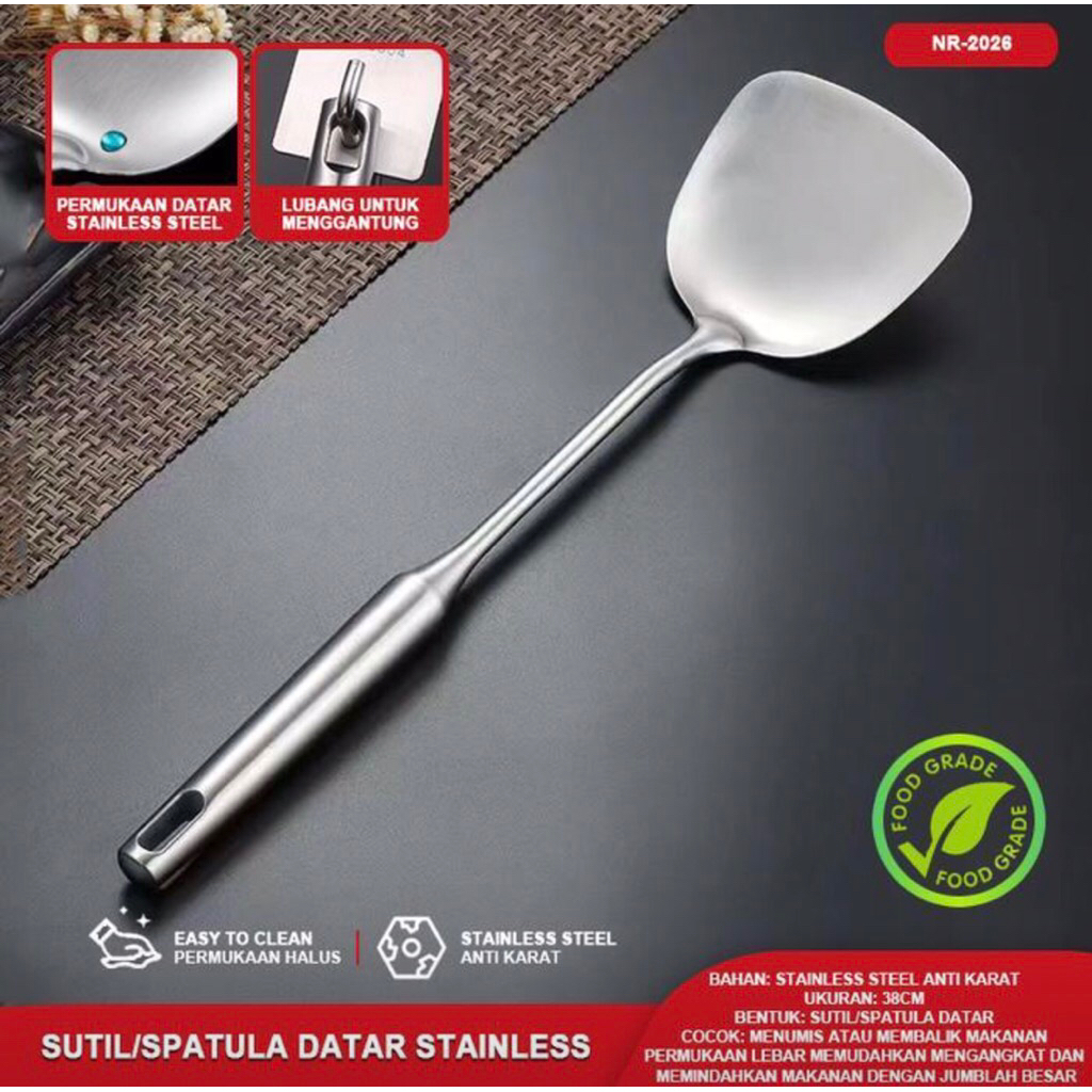 Jual sutil stainles steel sus 304 super tebal 35 cm sendok wajan ...