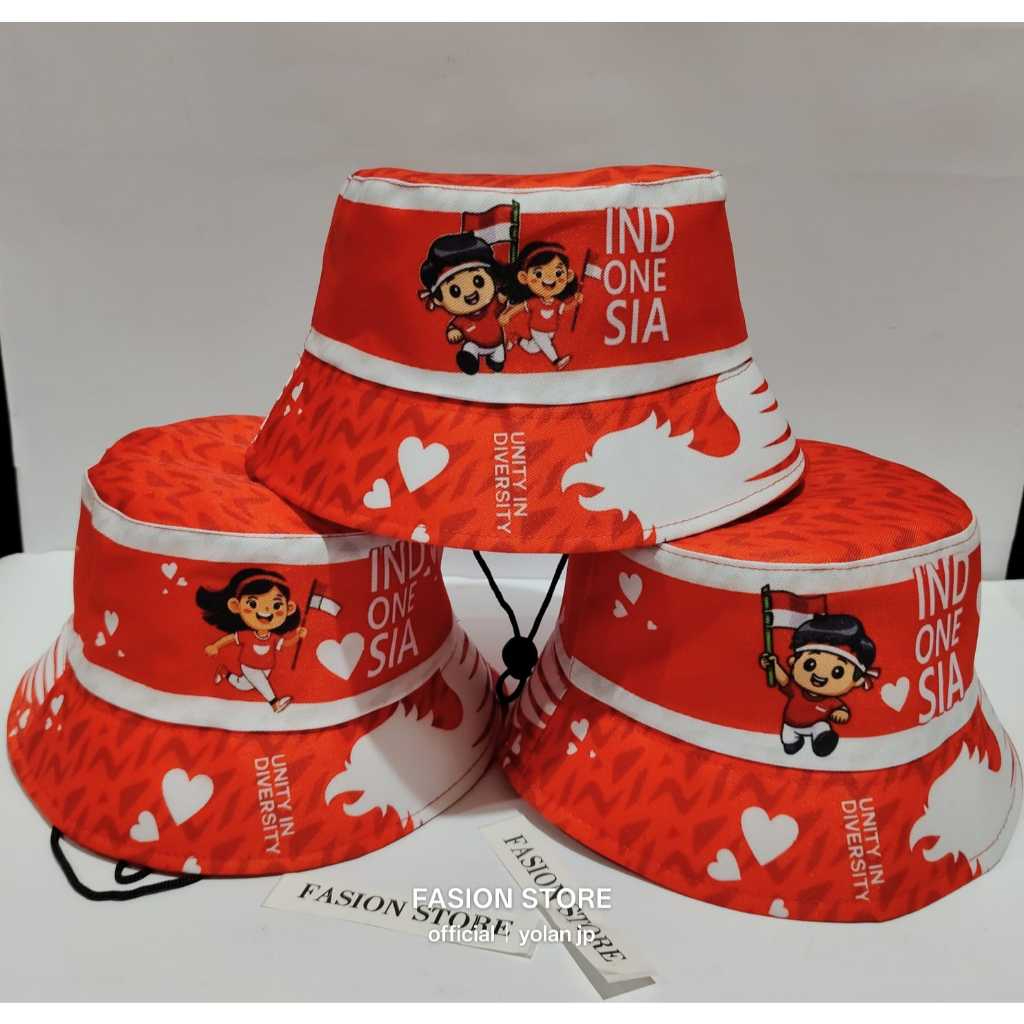 Jual Topi Bucket Anak Tema Kemerdekaan Motif Indonesia Merah Putih ...