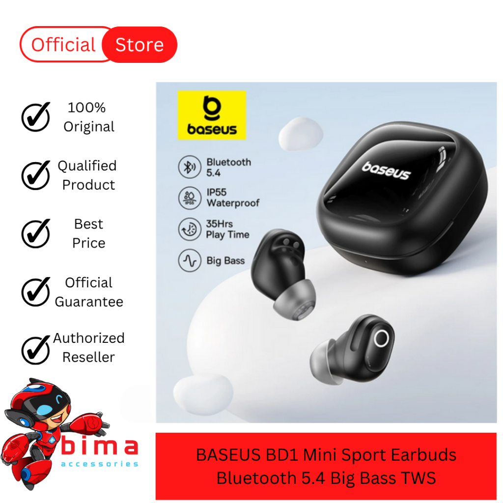 Jual BASEUS BD1 Mini Sports Wireless Earphone Earbuds Bluetooth 5.4 ...
