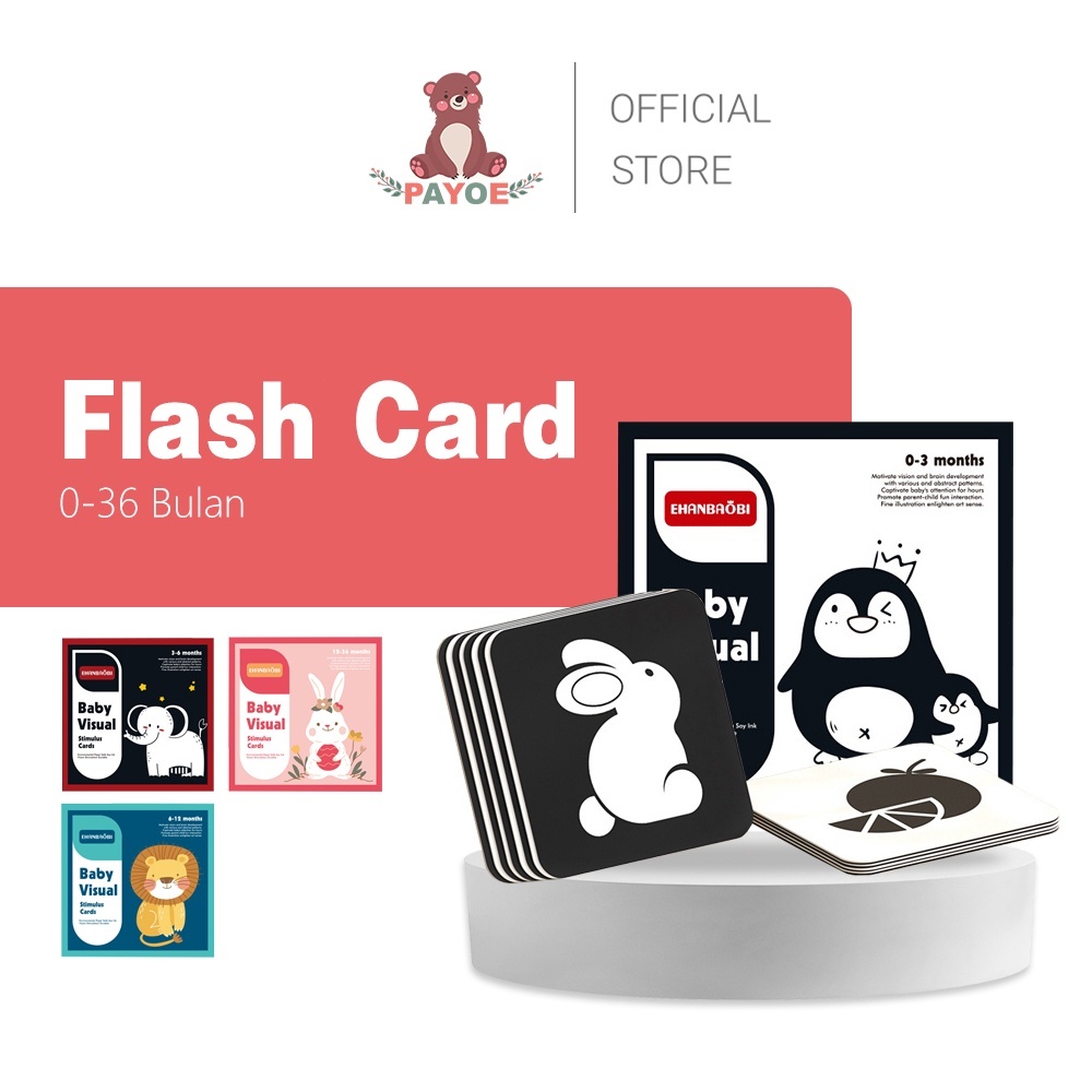 Jual PAYOE Mainan Edukasi Visual Flash Card Kartu Pintar Stimulasi Bayi ...