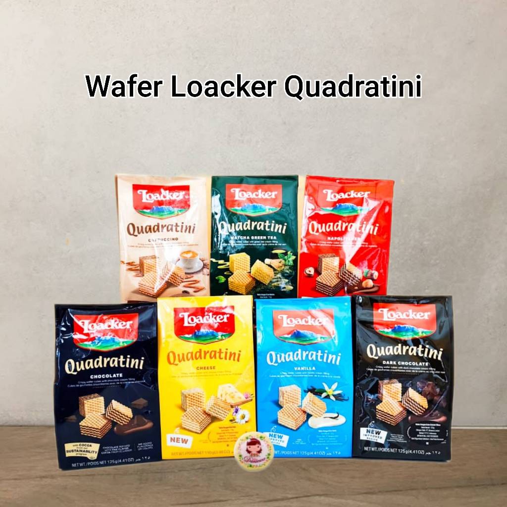 Jual Loacker Quadratini wafer 125 gr / 100 gr cheese matcha dark choco ...