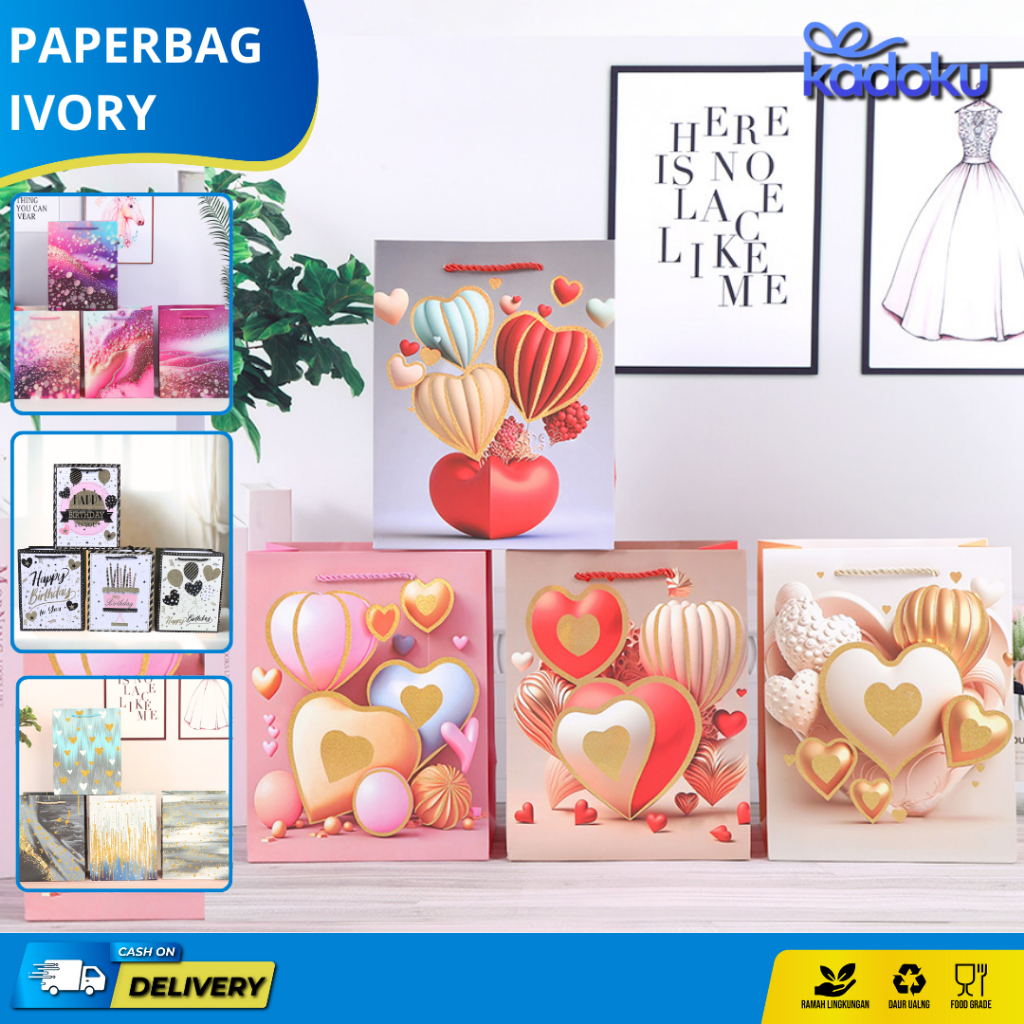 Jual Paperbag Ivory I Paper Bag Gift Cute / Paperbag Hadiah / Paper Bag ...