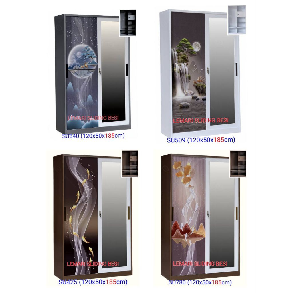 Jual LEMARI BAJU BESI 2 PINTU SLIDING UK 120 X 50 X 185 CM | Shopee ...