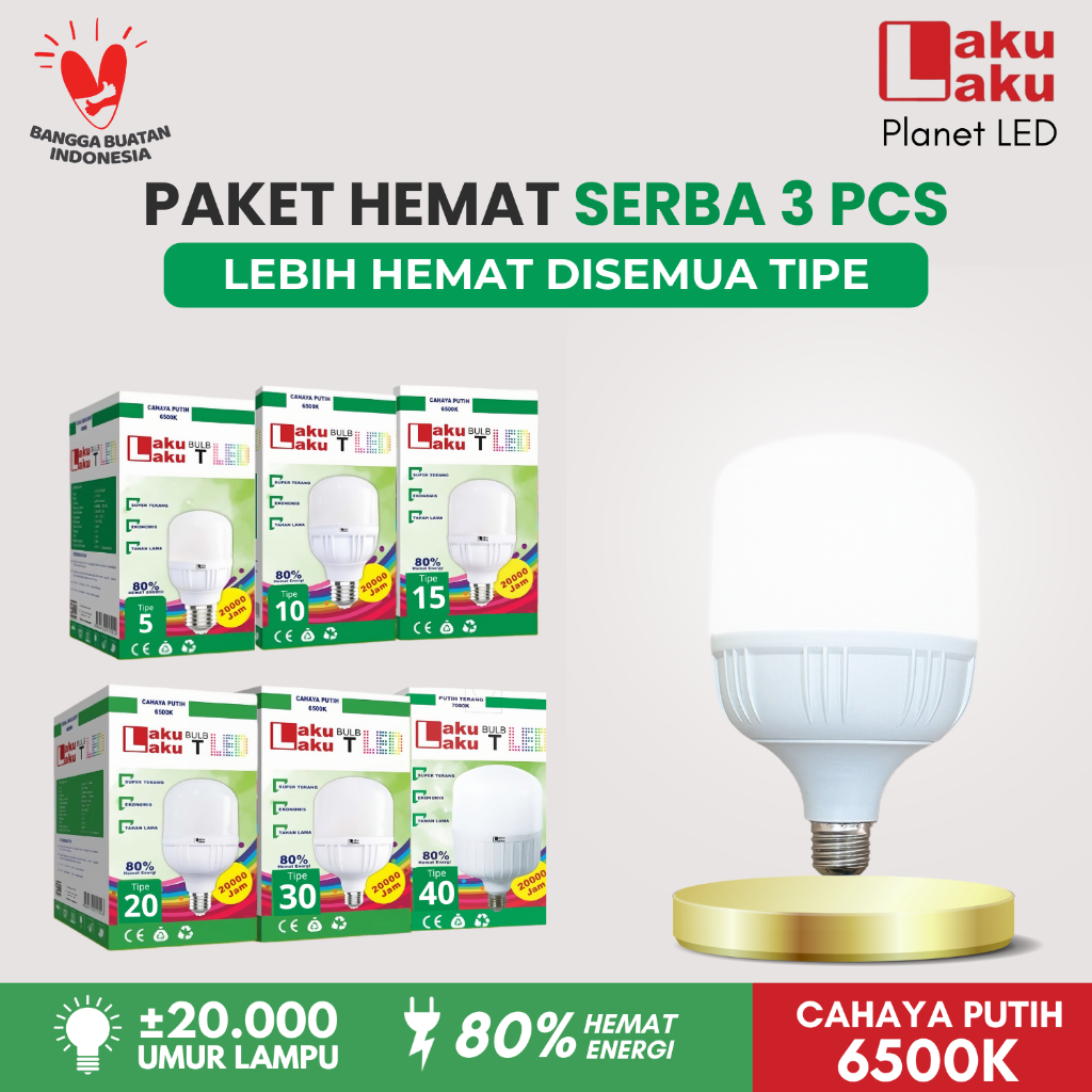Jual [Promo Bundling Beli 3 Lebih Murah] Lampu Bohlam LED Jumbo T Bulb Tipe 40/30/20/15/10/5 ...
