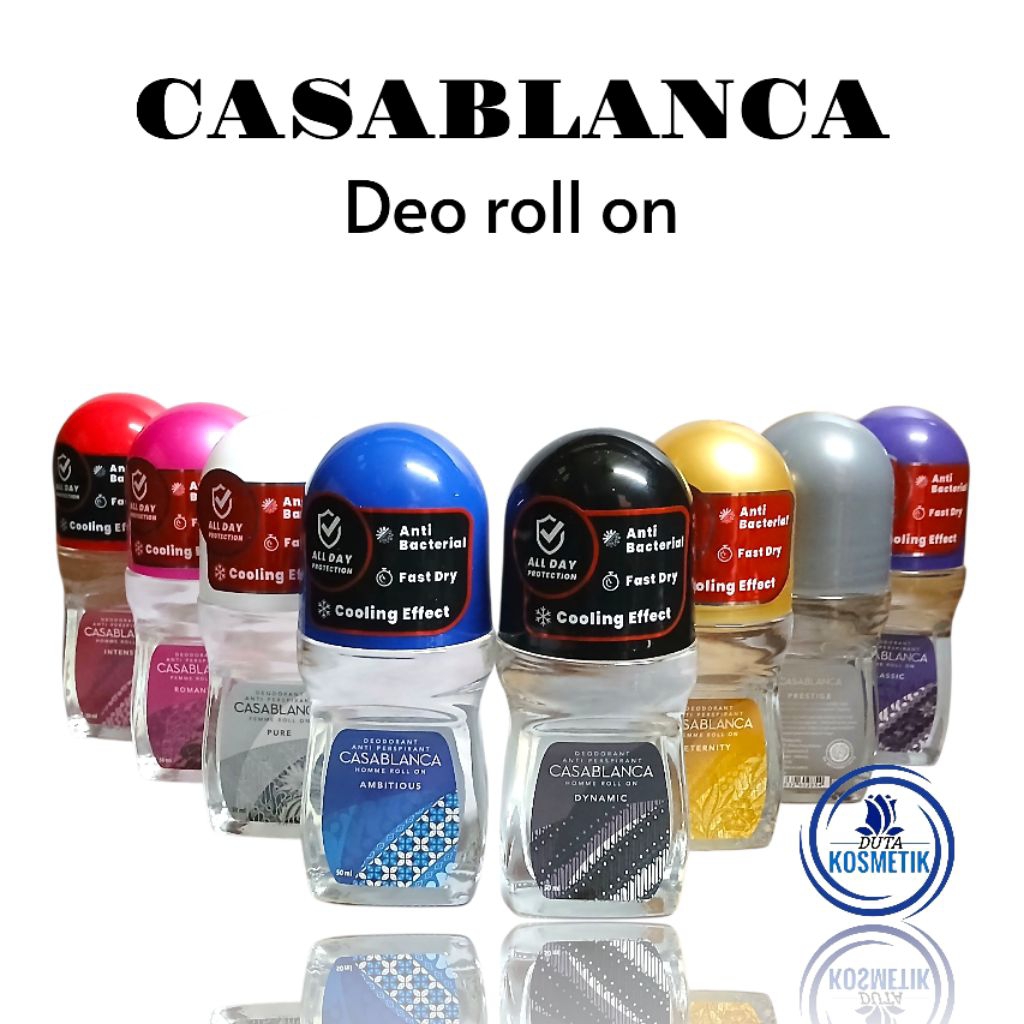 Jual [3 botol] Casablanca Deodorant Roll On 50 ml Ketiak Bau Tubuh non ...