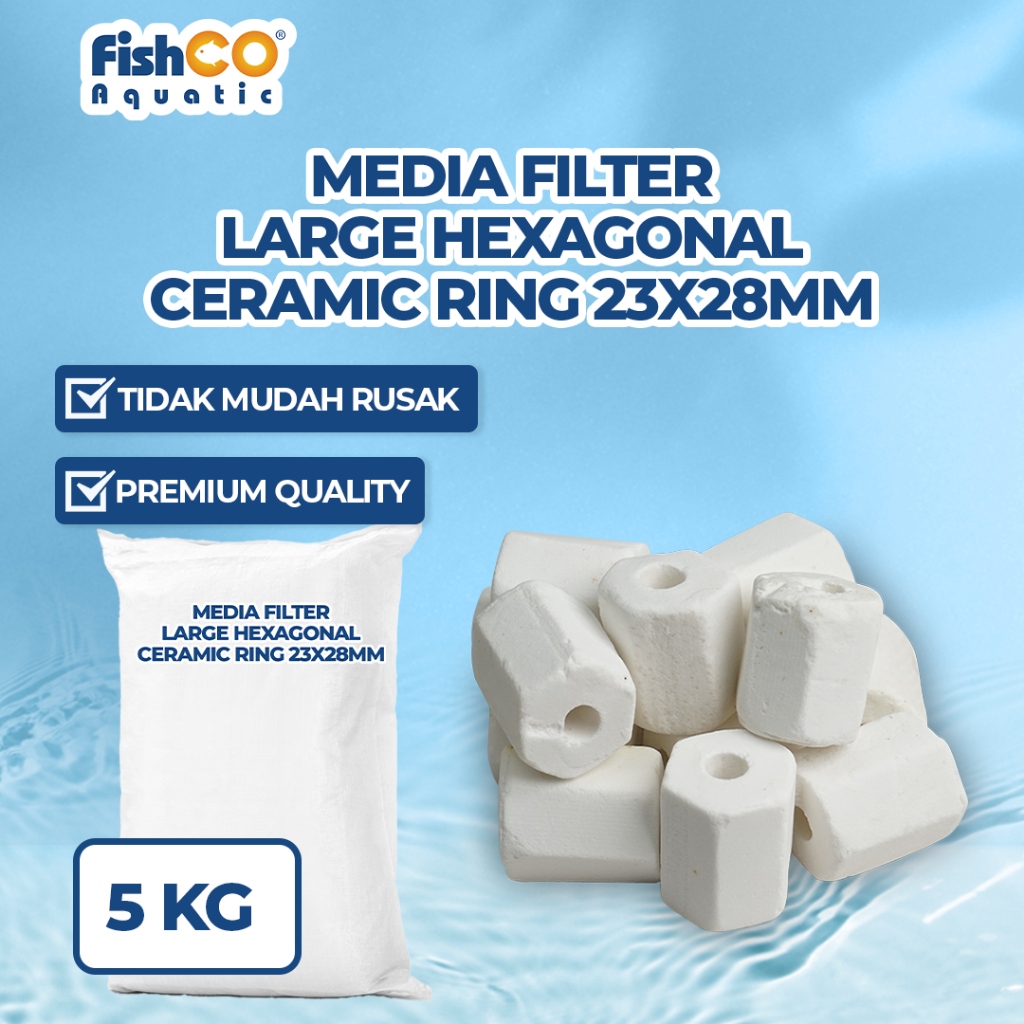 Jual Fishco Rumah Bakteri Akuarium Large Hexagonal Ceramic Ring 23x28mm Media Filter 5kg GH459 ...
