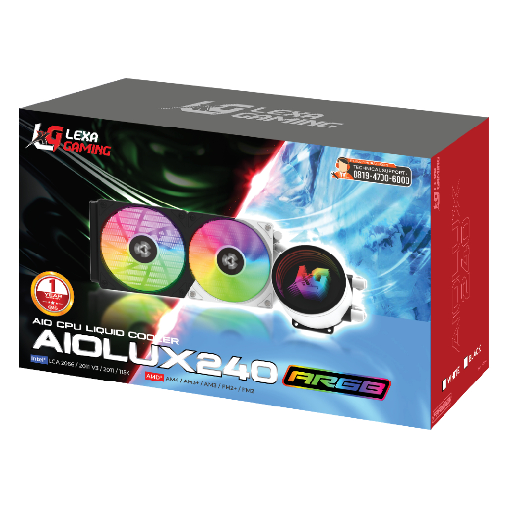 Jual HOSE LEXA GAMING AIO CPU LIQUID COOLER AIOLUX 240 ARGB BLACK ...
