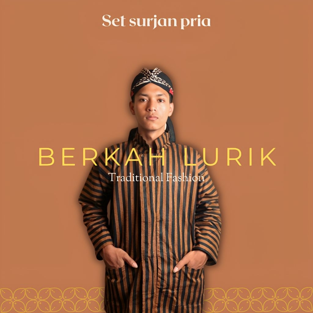 Jual Setelan baju adat pria|Baju lurik bonus blangkon|Setelan lurik ...