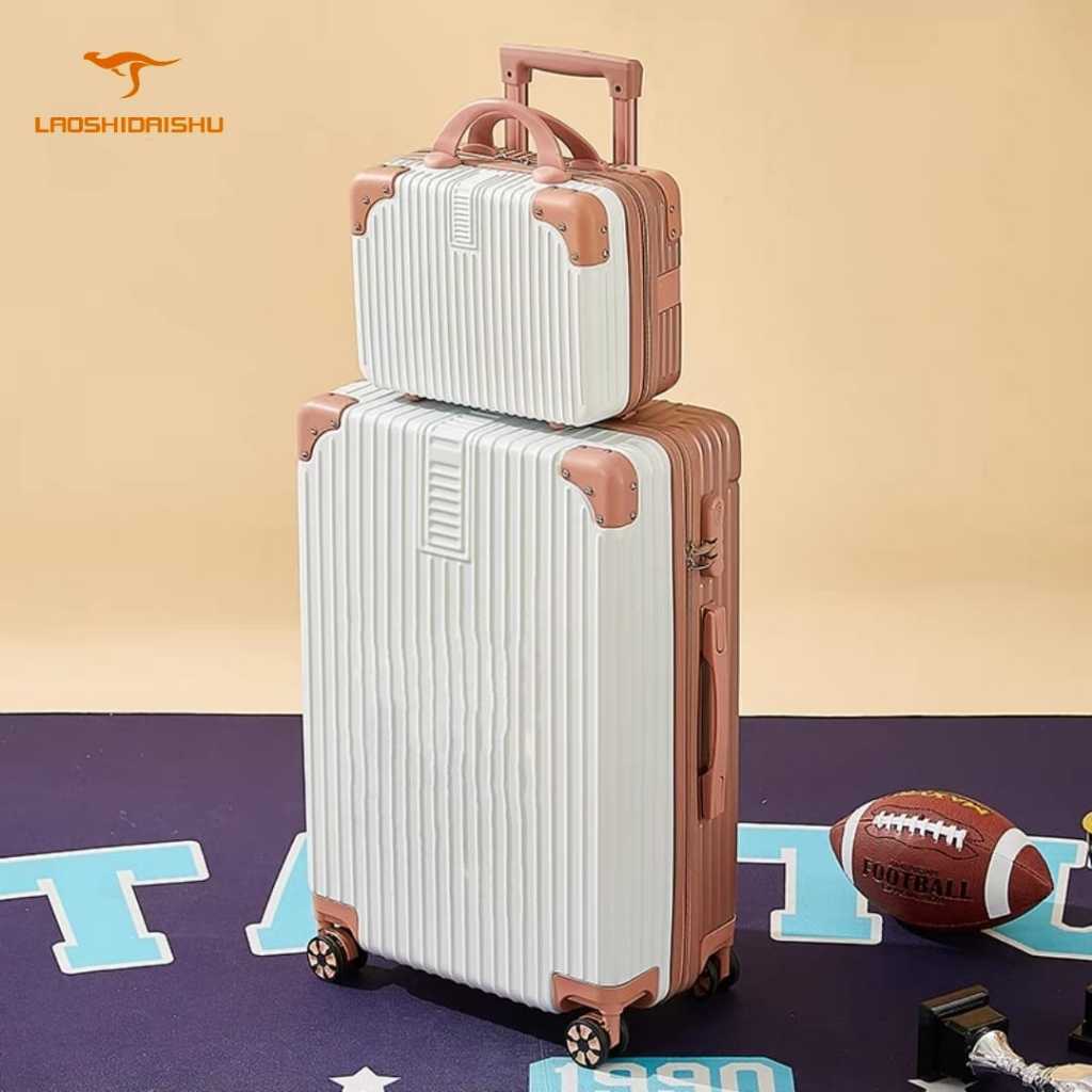Jual Laoshidaishu Koper mini wanita 18 inch koper kabin USB charger 20 ...