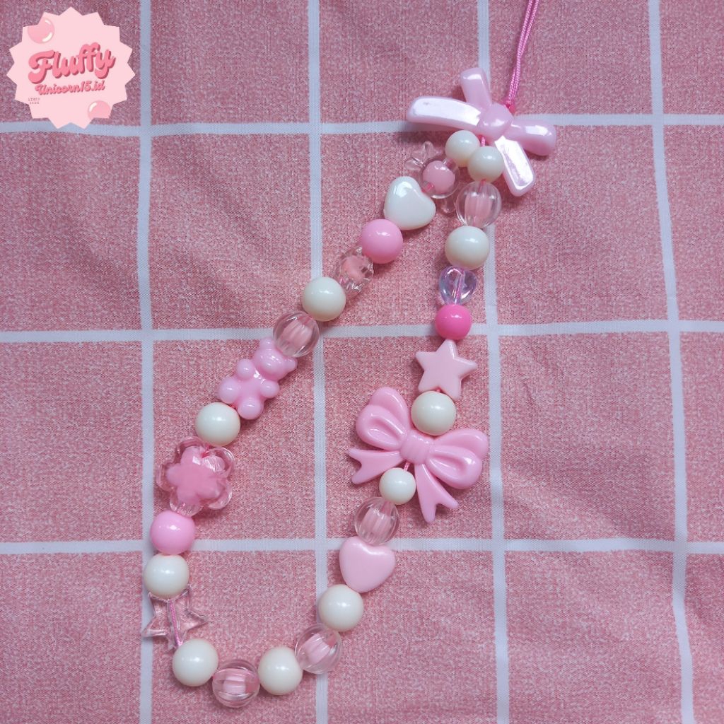 Jual Gantungan Hp/Strap Hp Model Pita Pink Manik Lucu | Shopee Indonesia