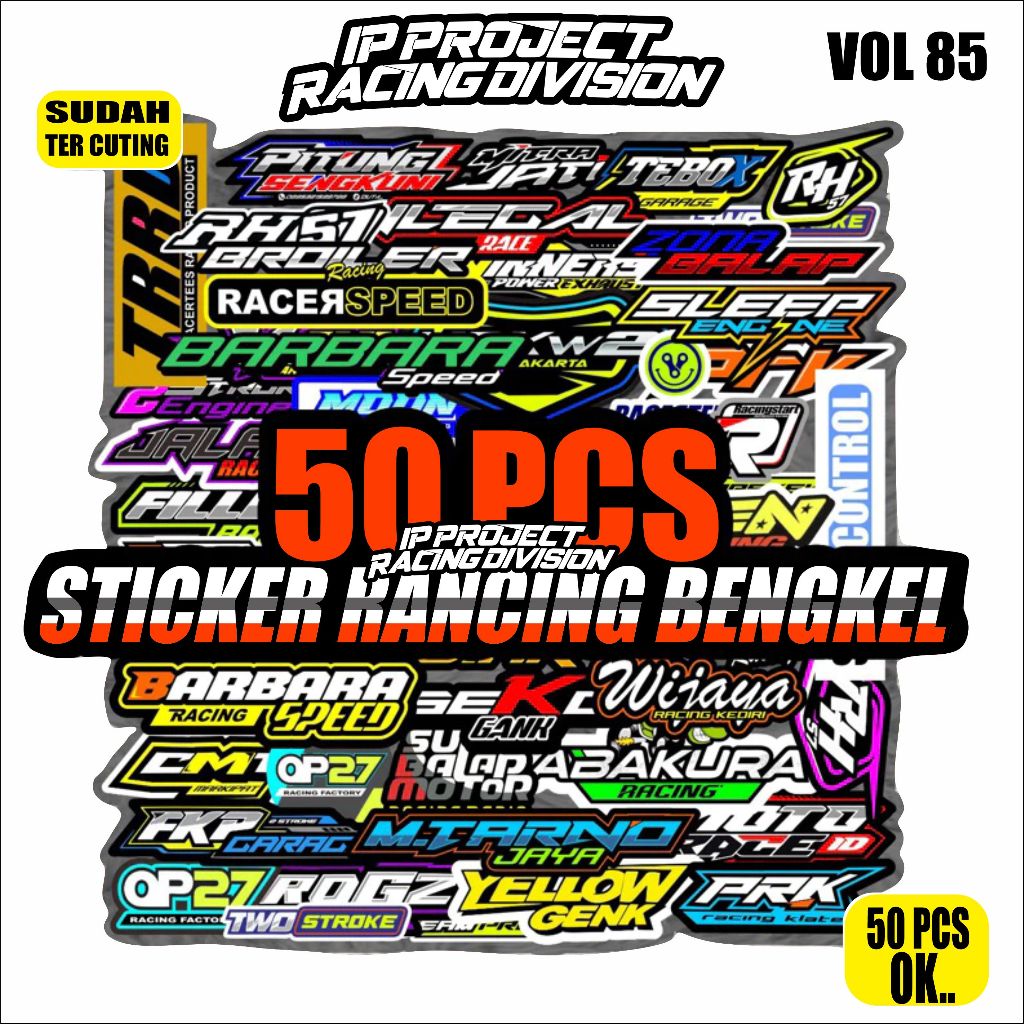 Jual Stiker sponsor racing bengkel balap isi 50pcs stiker kece stiker ...