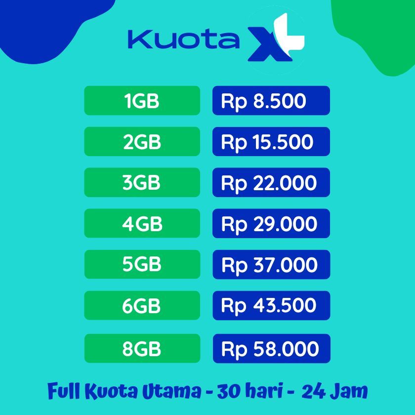 Jual Kuota XL 1GB, 2GB, 3GB, 4GB, 5GB, 6GB, 8GB | Masa Aktif 28 Hari ...