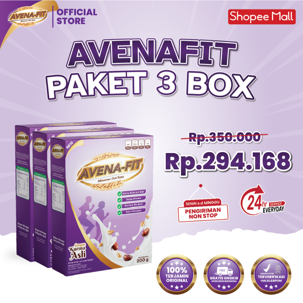 Jual Paket 3 Box Avena-Fit - Menu Sarapan Sehat Sereal Oat Susu | Shopee Indonesia